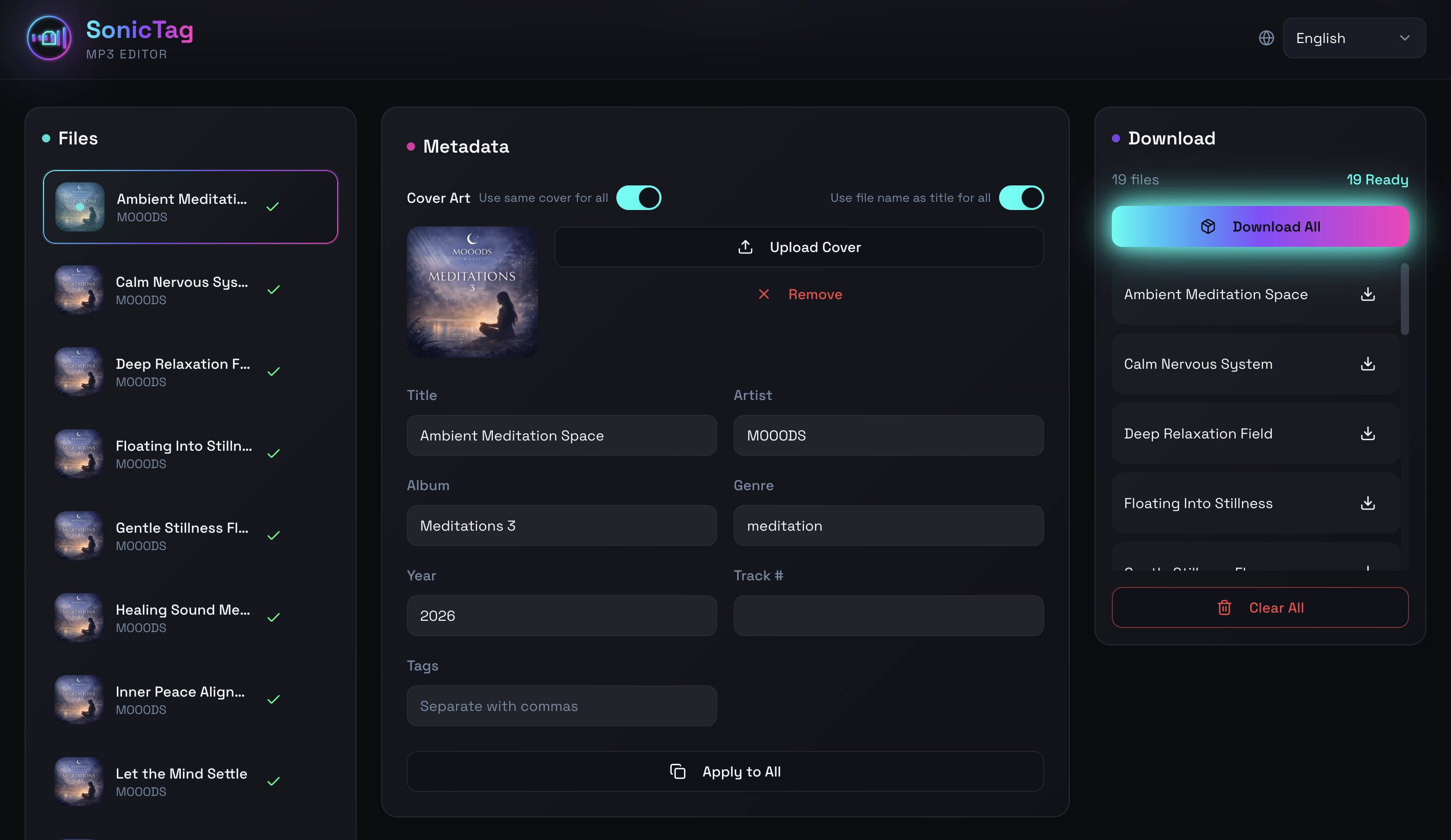 SonicTag – Free Online MP3 Tag & Cover Editor